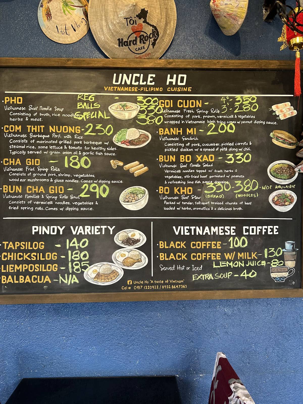 Menu at Uncle Ho Vietnamese and Filipino Cuisine restaurant, Silang