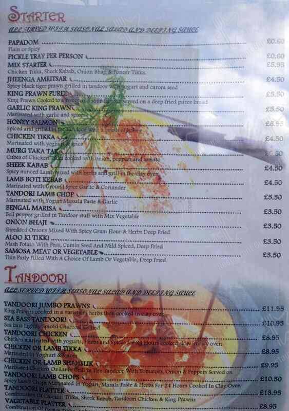 Menu at Veranda restaurant, London, 45 Narrow Street