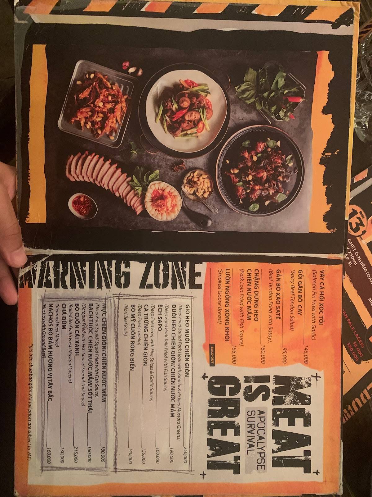 Carta del restaurante Warning Zone Garden, Ciudad Ho Chi Minh (Saigón)