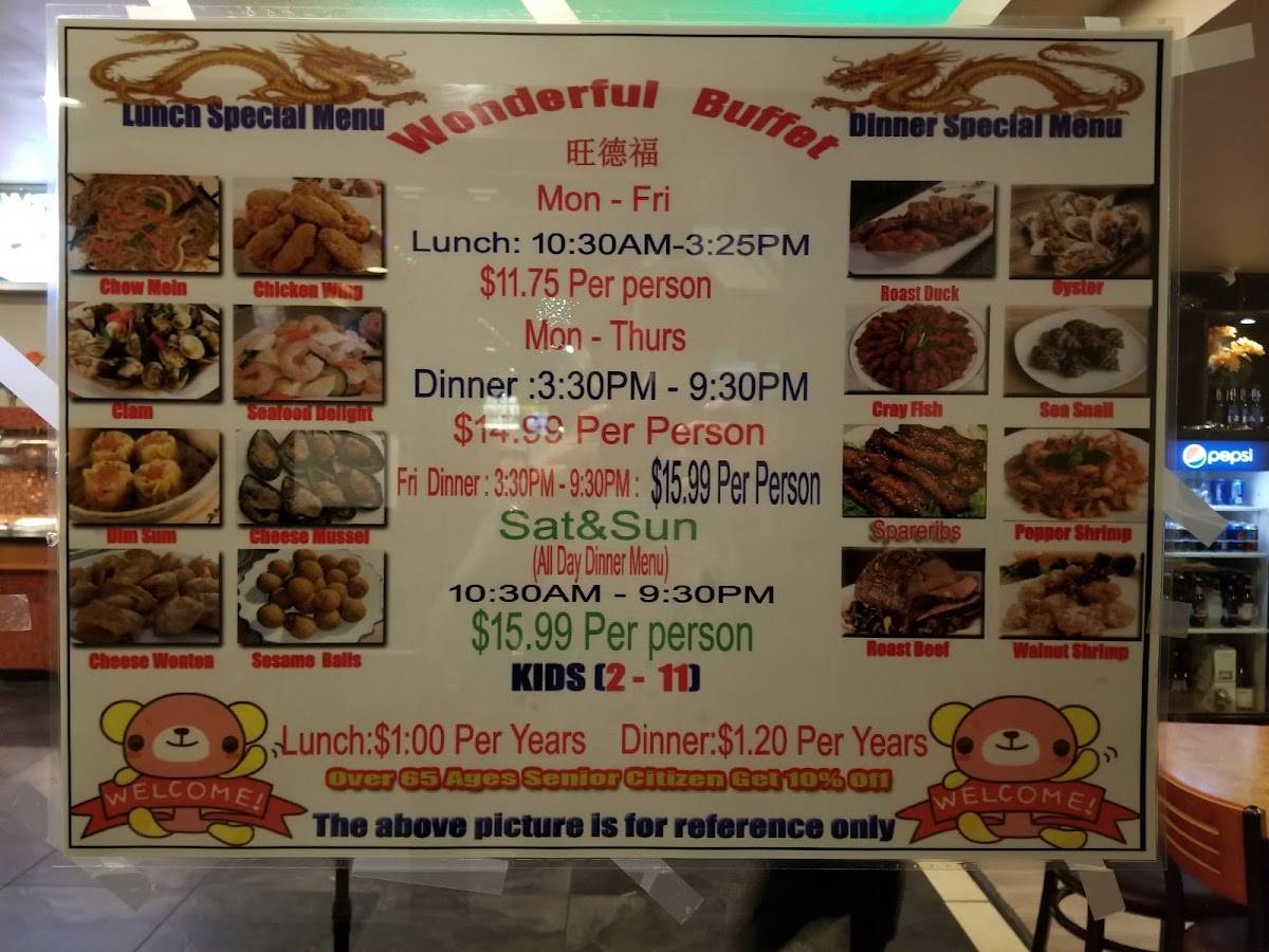 Menu at Wonderful Buffet restaurant, Bellingham