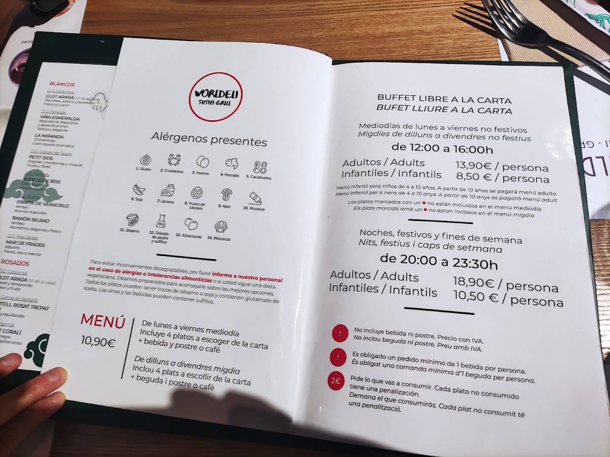 Carta del restaurante Worldeli Sushi & Grill, Sabadell