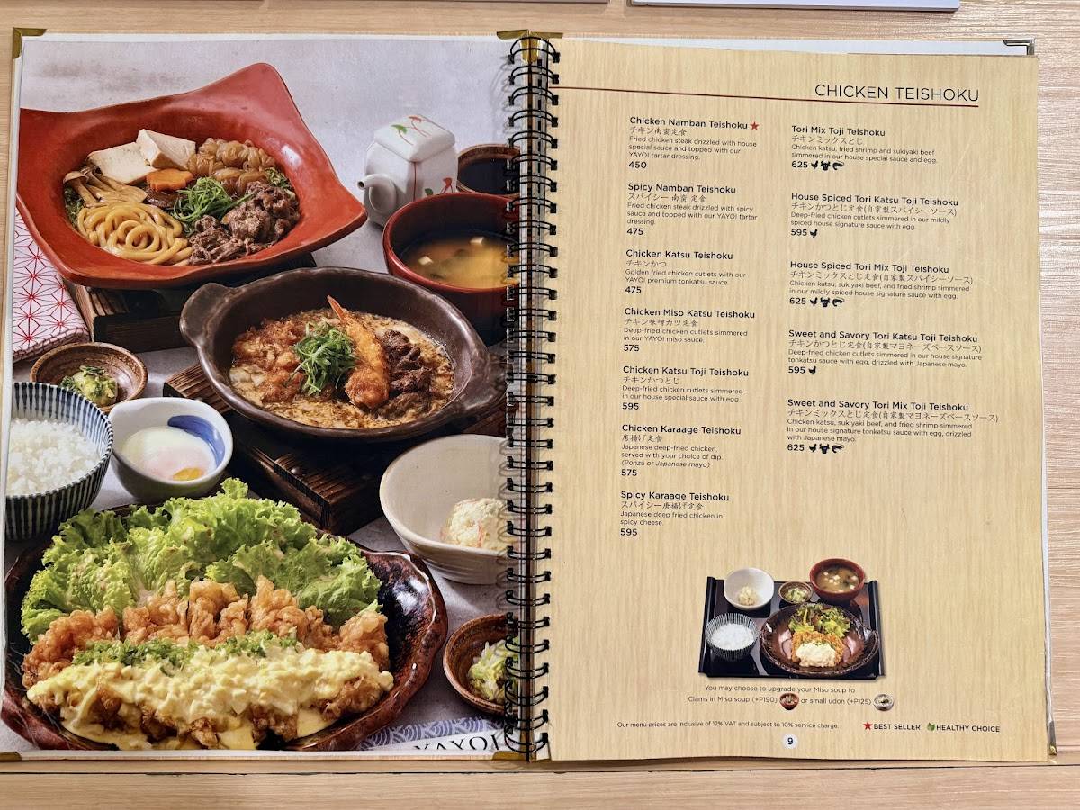 Carta del restaurante YAYOI SM Megamall, Mandaluyong, 3rd level