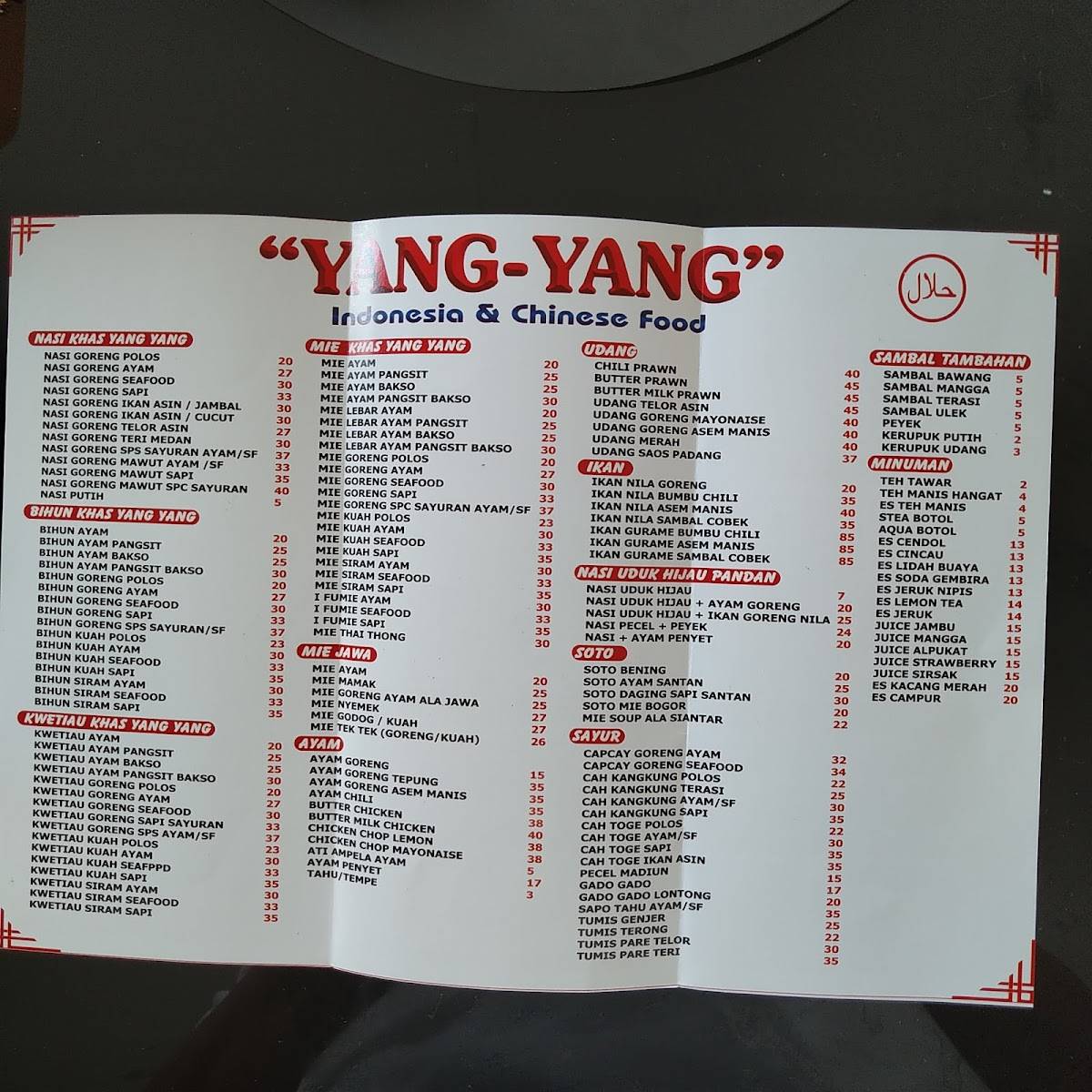 Menu at Yang-Yang Indonesian & Chinese Food restaurant, Bekasi Regency ...