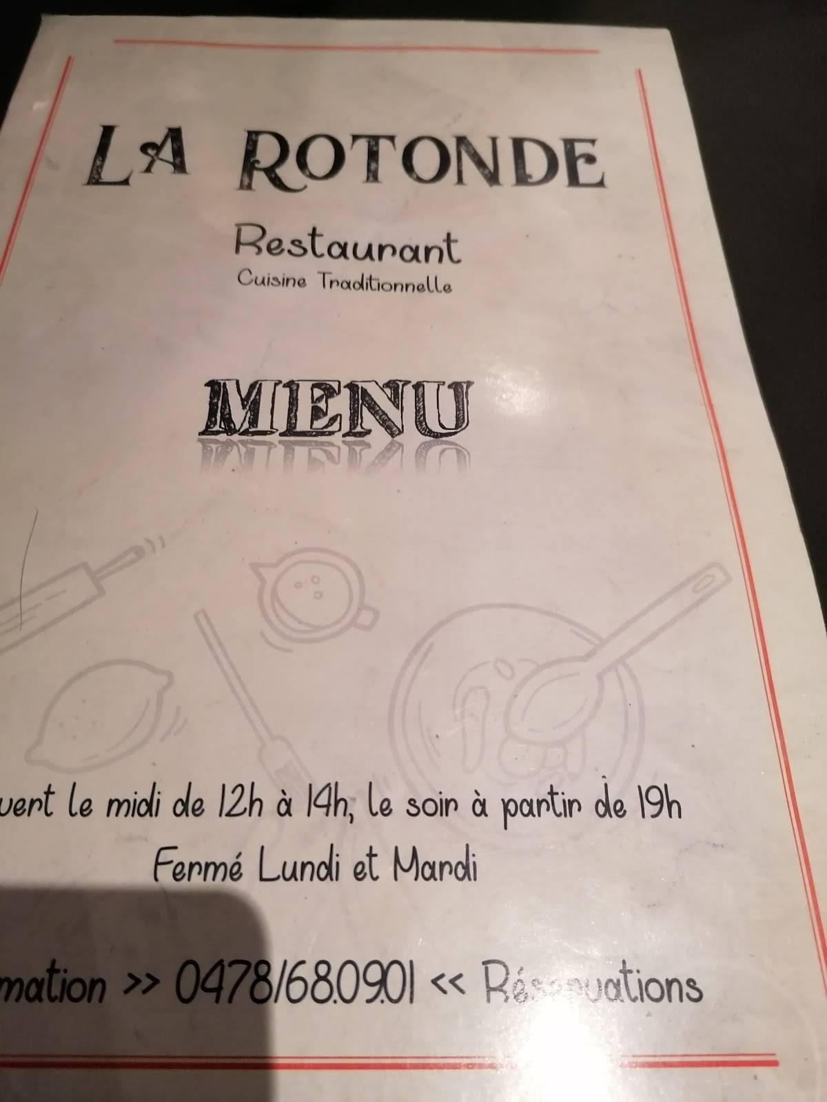 Menu au Restaurant la Rotonde, Ath