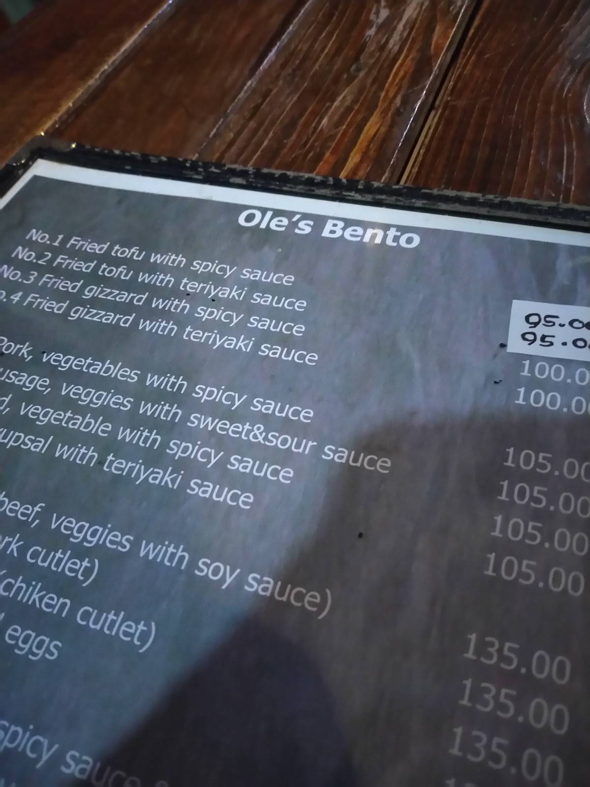 Menu at ole restaurant, Baguio