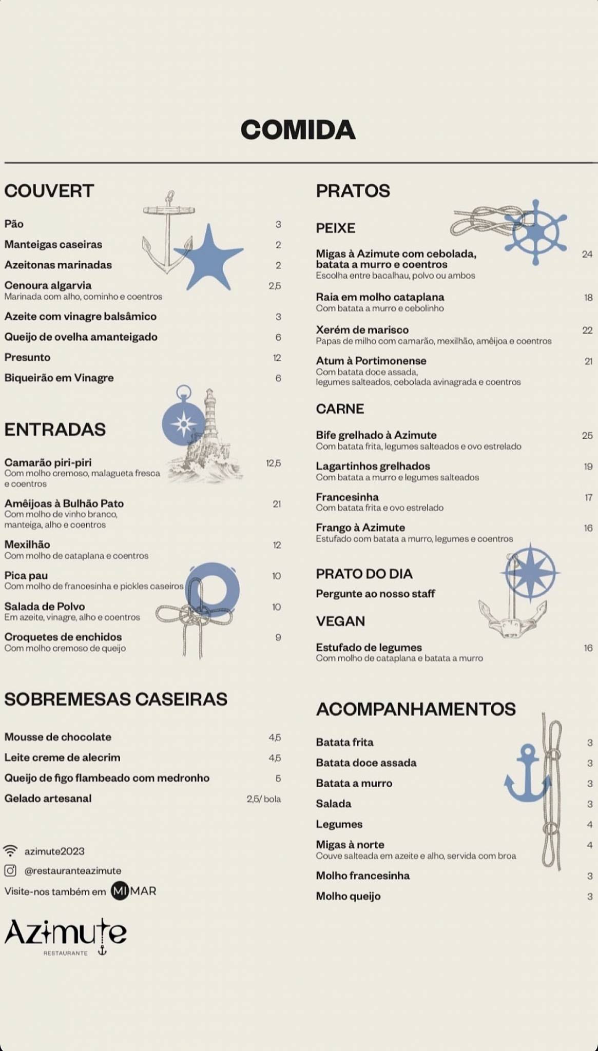 Menu at Restaurante Azimute Lagos, Lagos