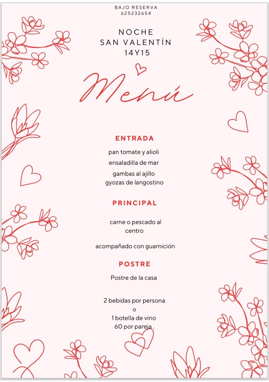 Carta de Restaurante Casa Coco, Santa Pola