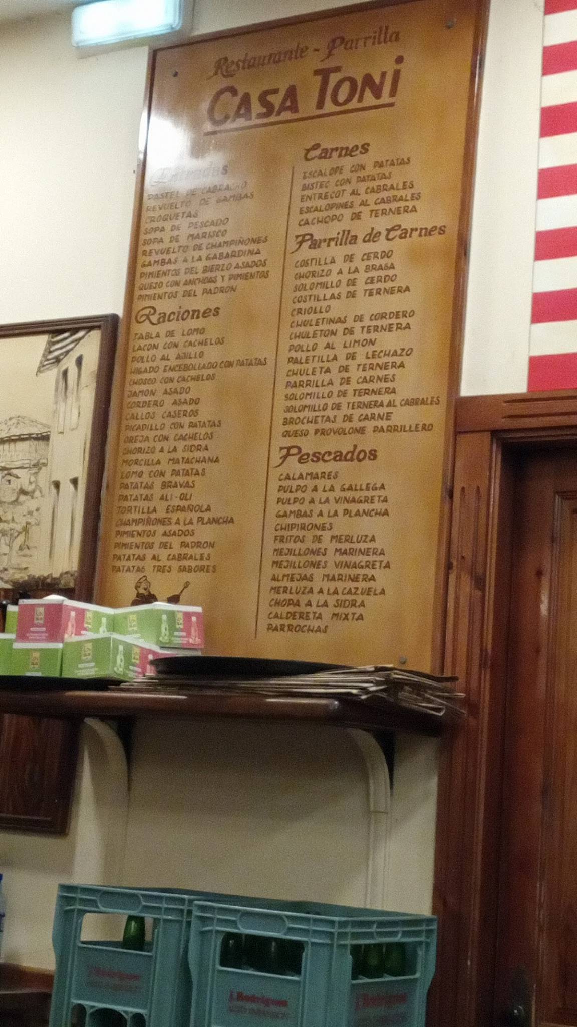 Carta de Restaurante Casa Toni, Gijón