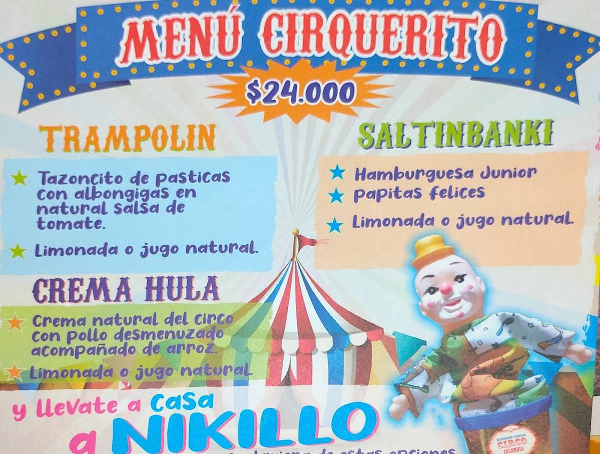 Carta de Restaurante Temático Circo, Bogotá, Kr 13 #67-00