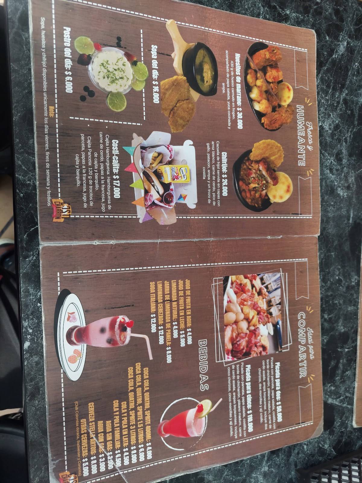 Carta de Restaurante Costicharron Sede Carvajal, Bogotá
