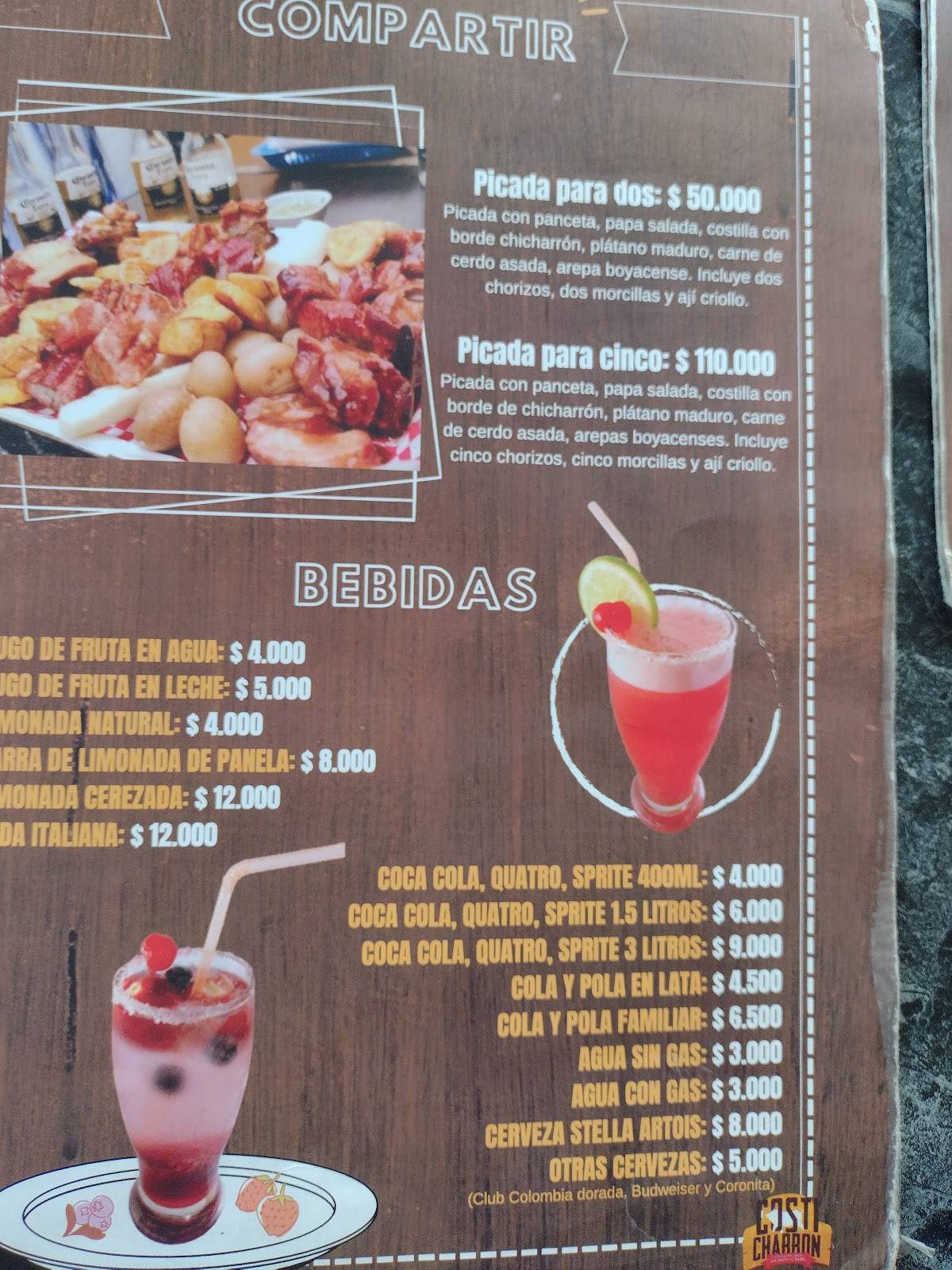 Carta de Restaurante Costicharron Sede Carvajal, Bogotá