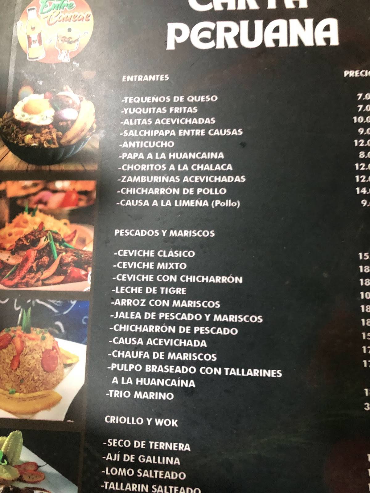 Carta de Restaurante Entre Causas, Móstoles