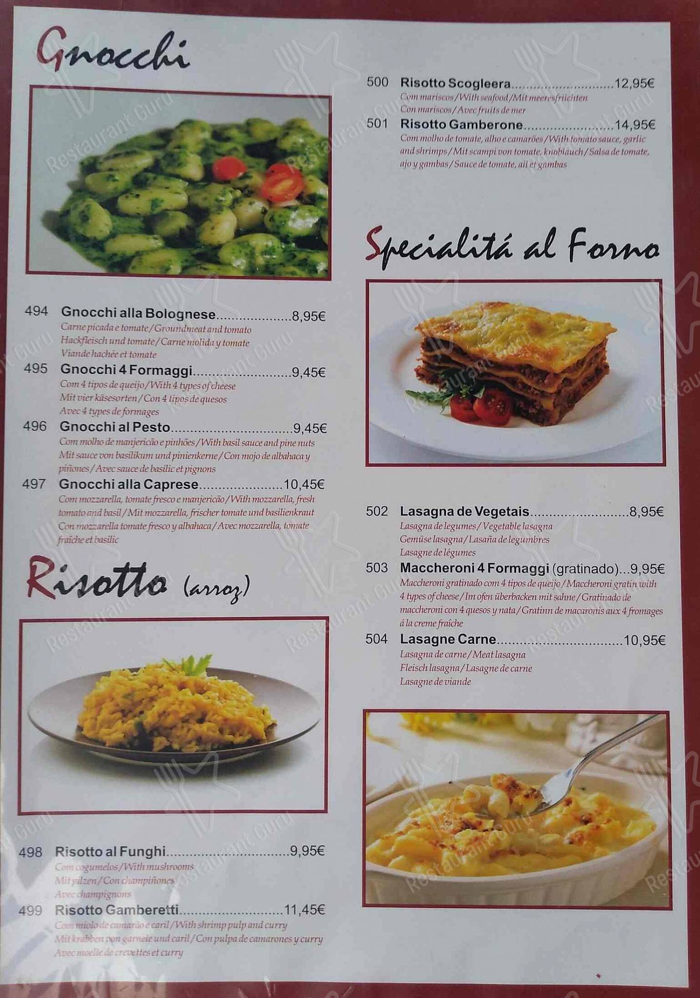 Menu at Il Carpaccio Restaurante italiana e Portuguesa, Lisbon