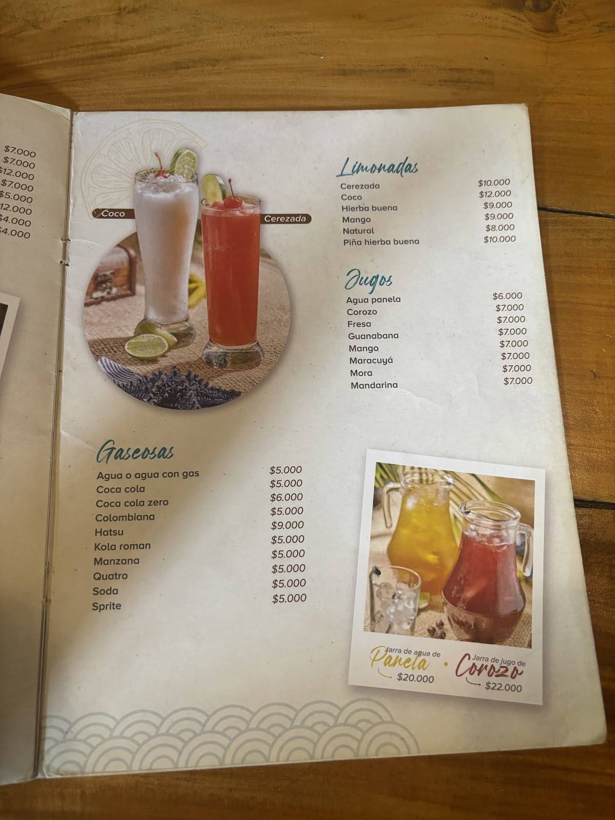 Menu at Restaurante Las Rocas, Barranquilla, Cra. 41 #63-60