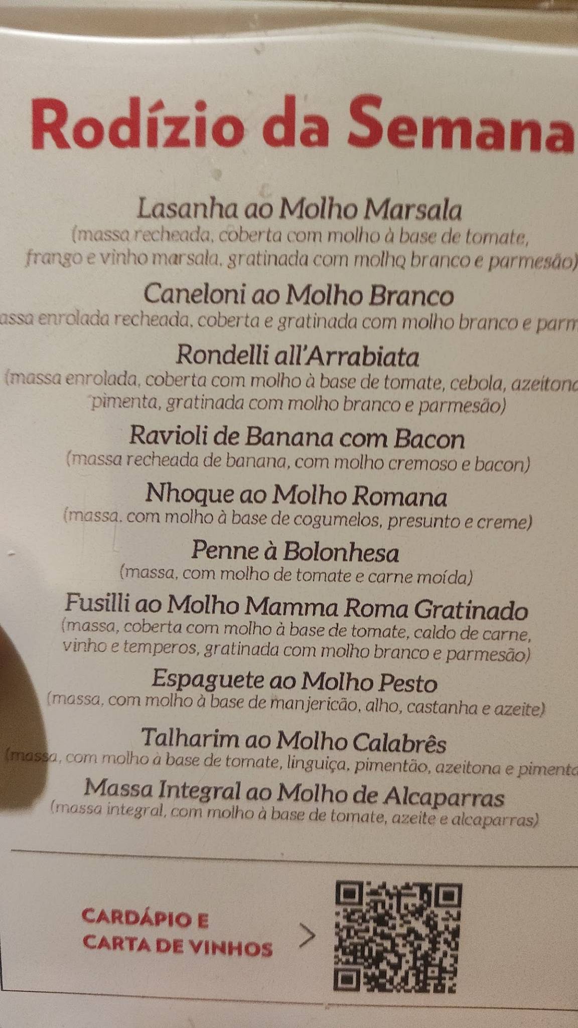 Menu em Restaurante Mamma Roma, Juiz de Fora, Av. Barão do Rio Branco