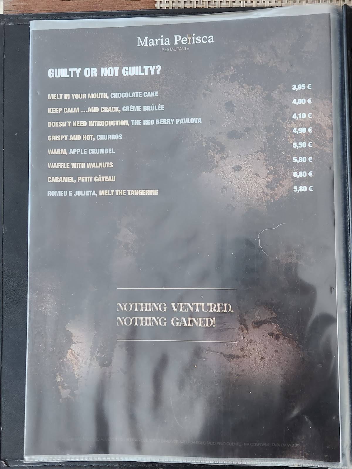 Menu em Restaurante Maria Petisca, Lagos