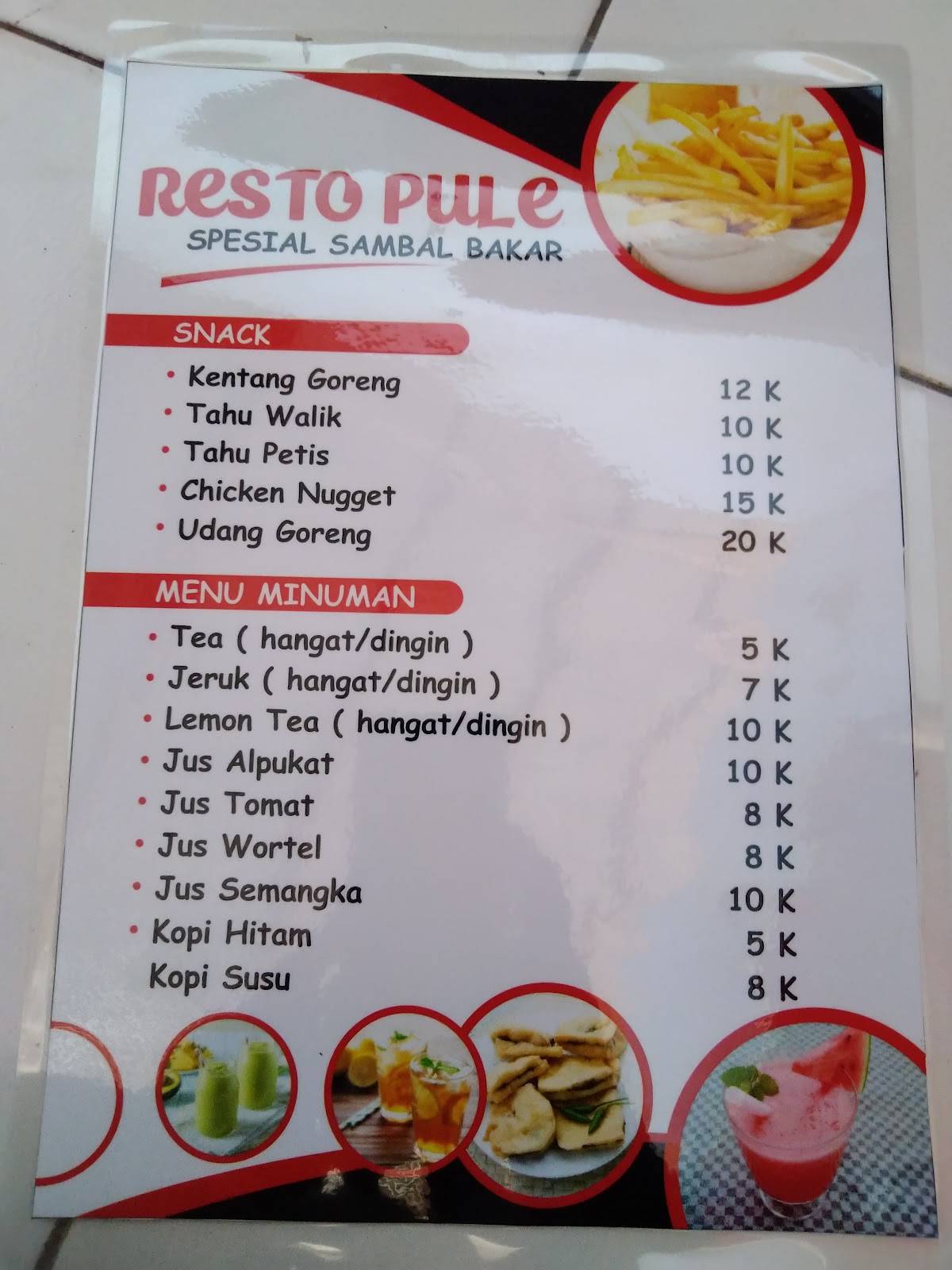 Menu at Resto Pule restaurant, Jajag