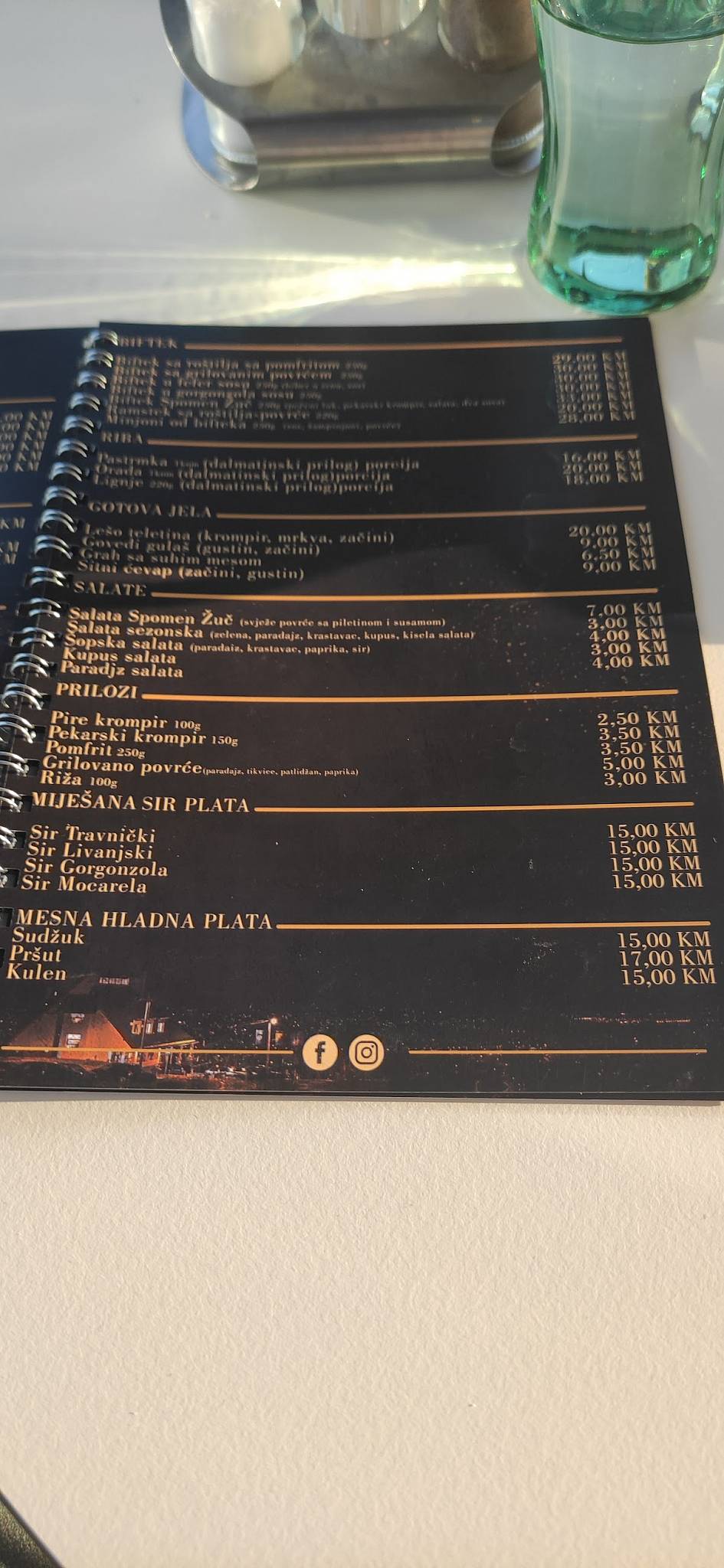 Speisekarte von Restoran Žuč/ Dom oslobodilaca Žuč restaurant, Sarajevo