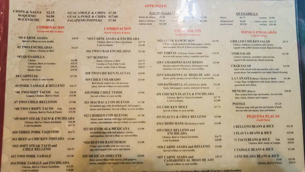 Menu at Reuben's Mexican Food restaurant, Hilo