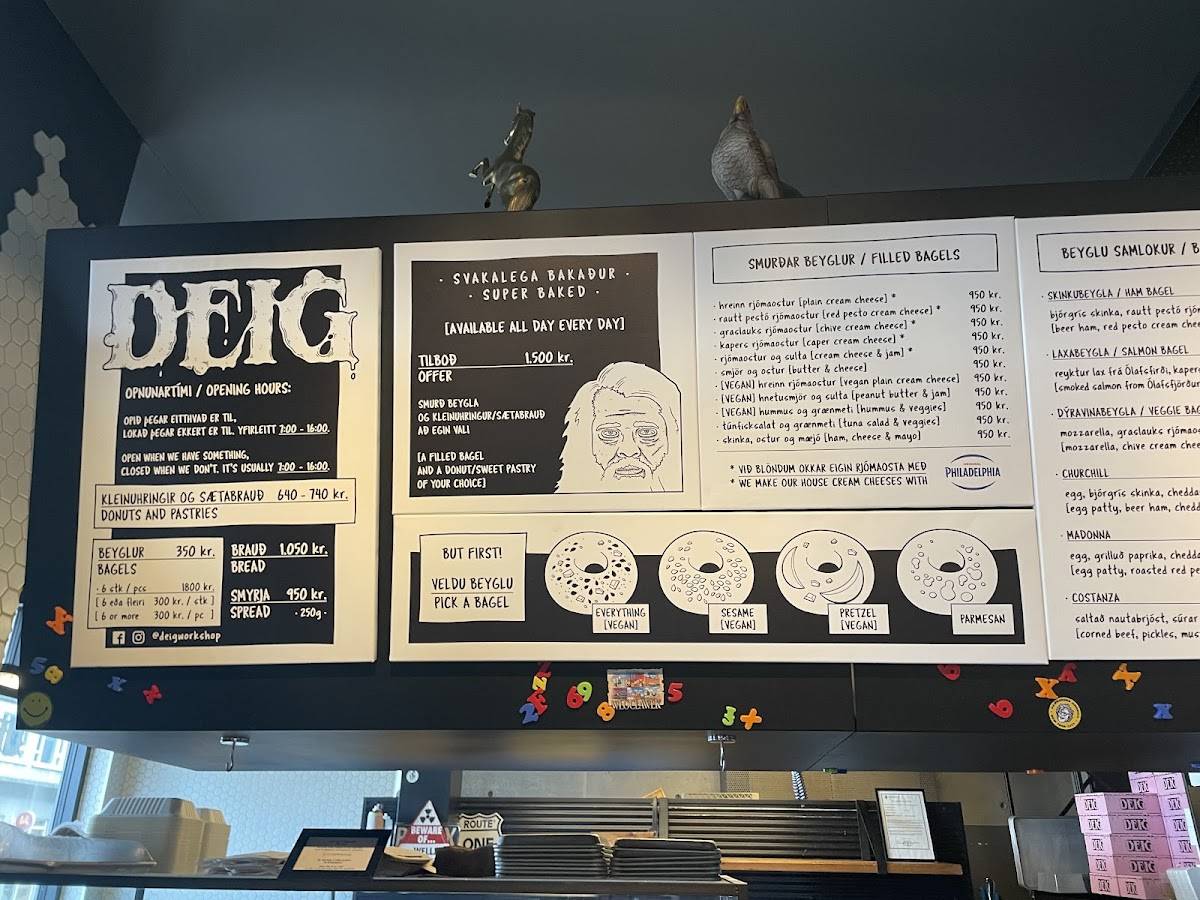 Menu at DEIG workshop cafe, Reykjavík, Tryggvagata 14 101