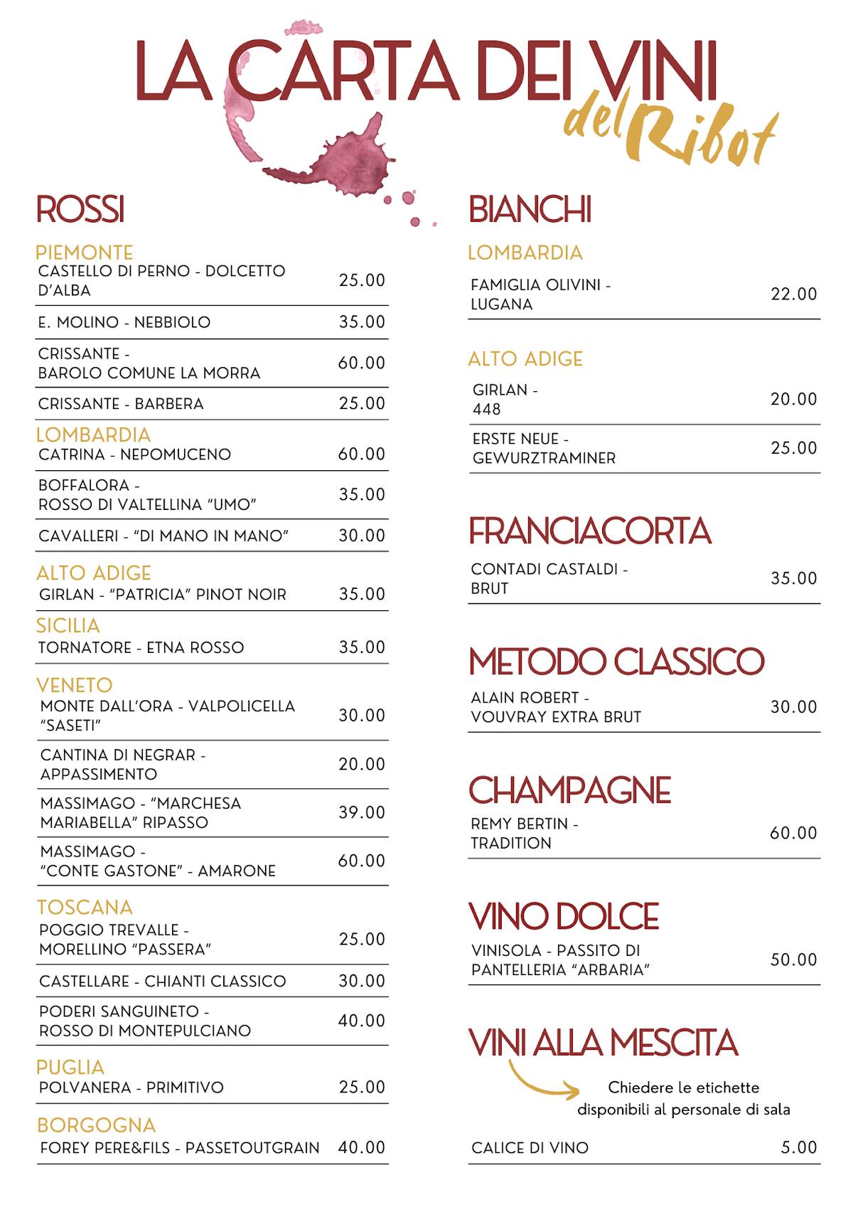 Menu da Ribot - Birreria & Cucina ristorante, Travagliato