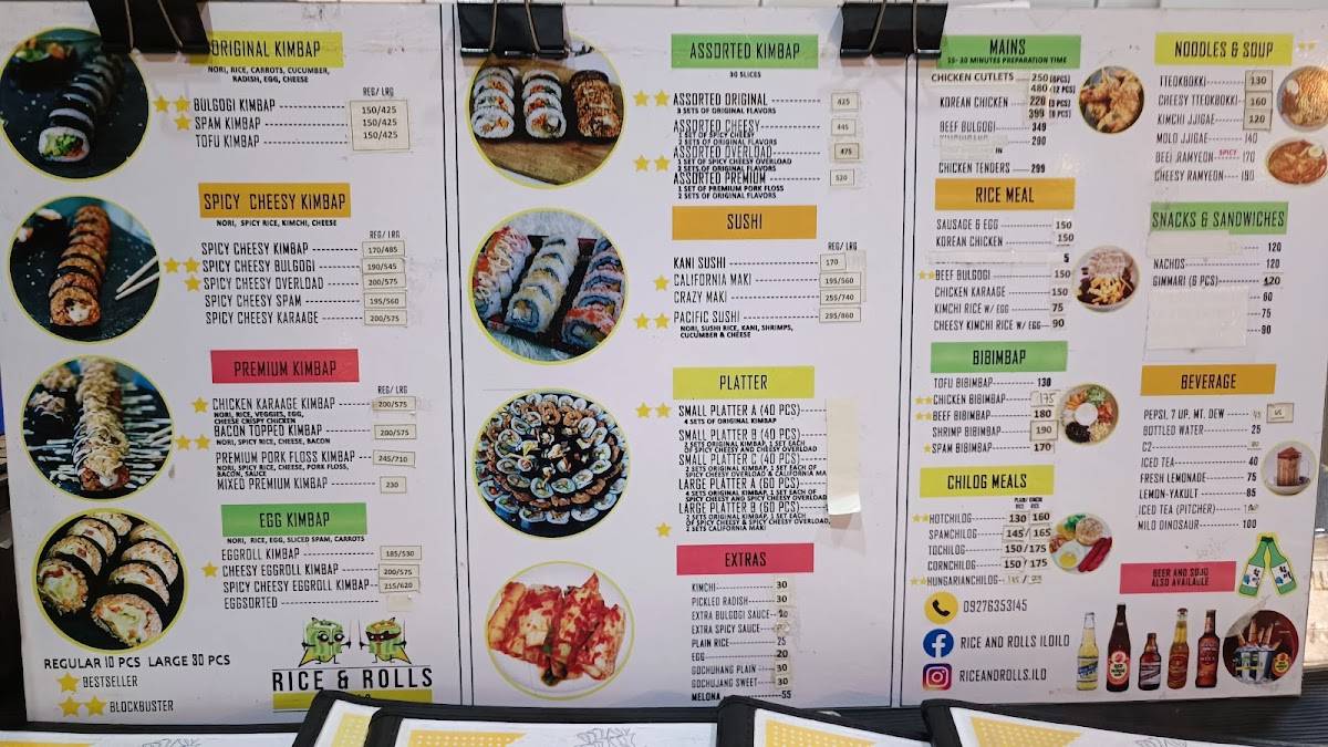 Menu at Rice and Rolls Festivewalk Iloilo restaurant, Iloilo City