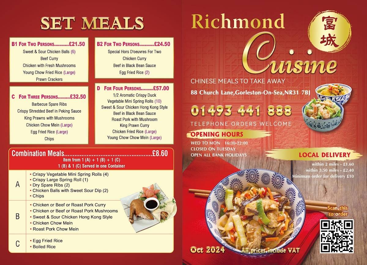 Menu at Richmond Cuisine fast food, Great Yarmouth