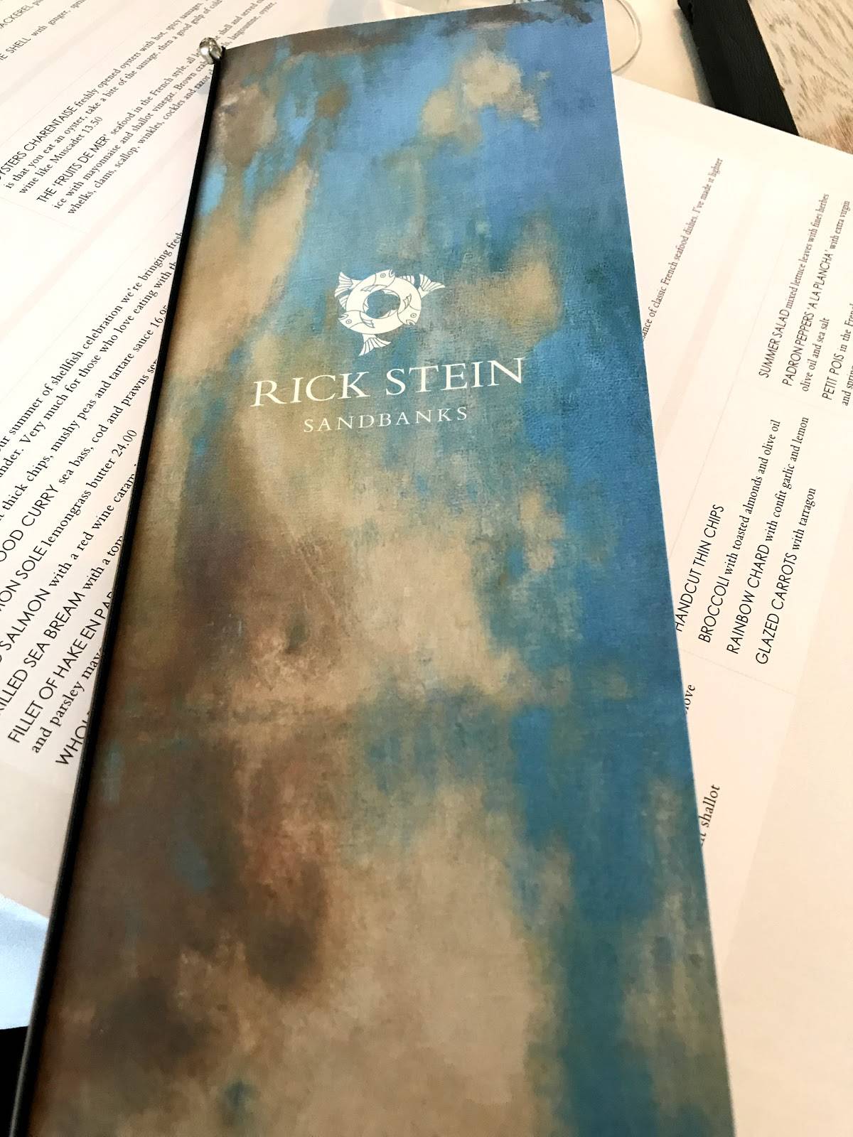 Menu at Rick Stein, Sandbanks restaurant, Poole