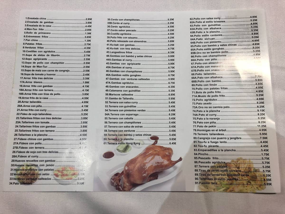 Menu at Rico rico-restaurante chino, Villaluenga de la Sagra