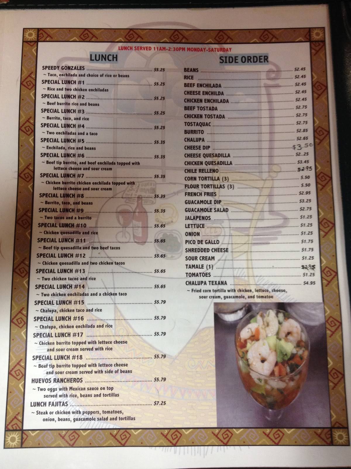 Menu at Rio Grande restaurant, La Vale, National Hwy
