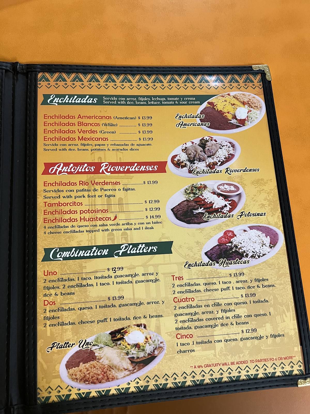 Menu at Rio Verde restaurant, Houston, Telephone Rd
