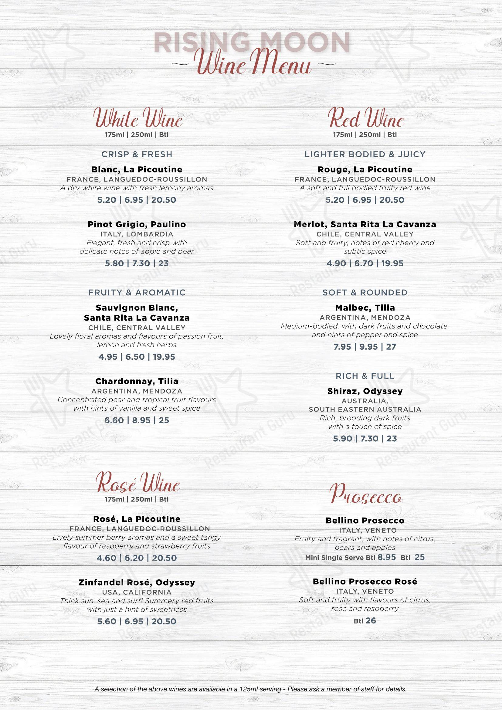 Menu at Rising Moon pub & bar, Hyde