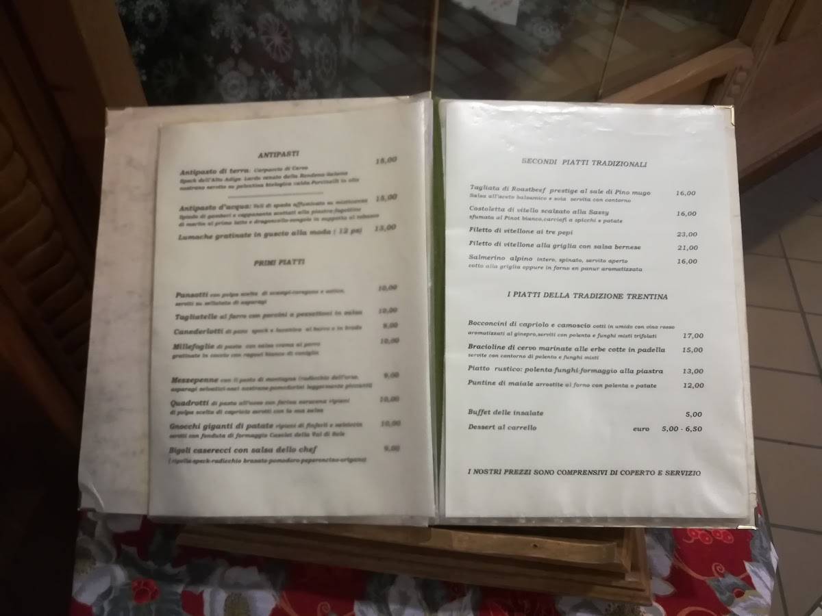 Menu au Ristorante El Filò, Molveno