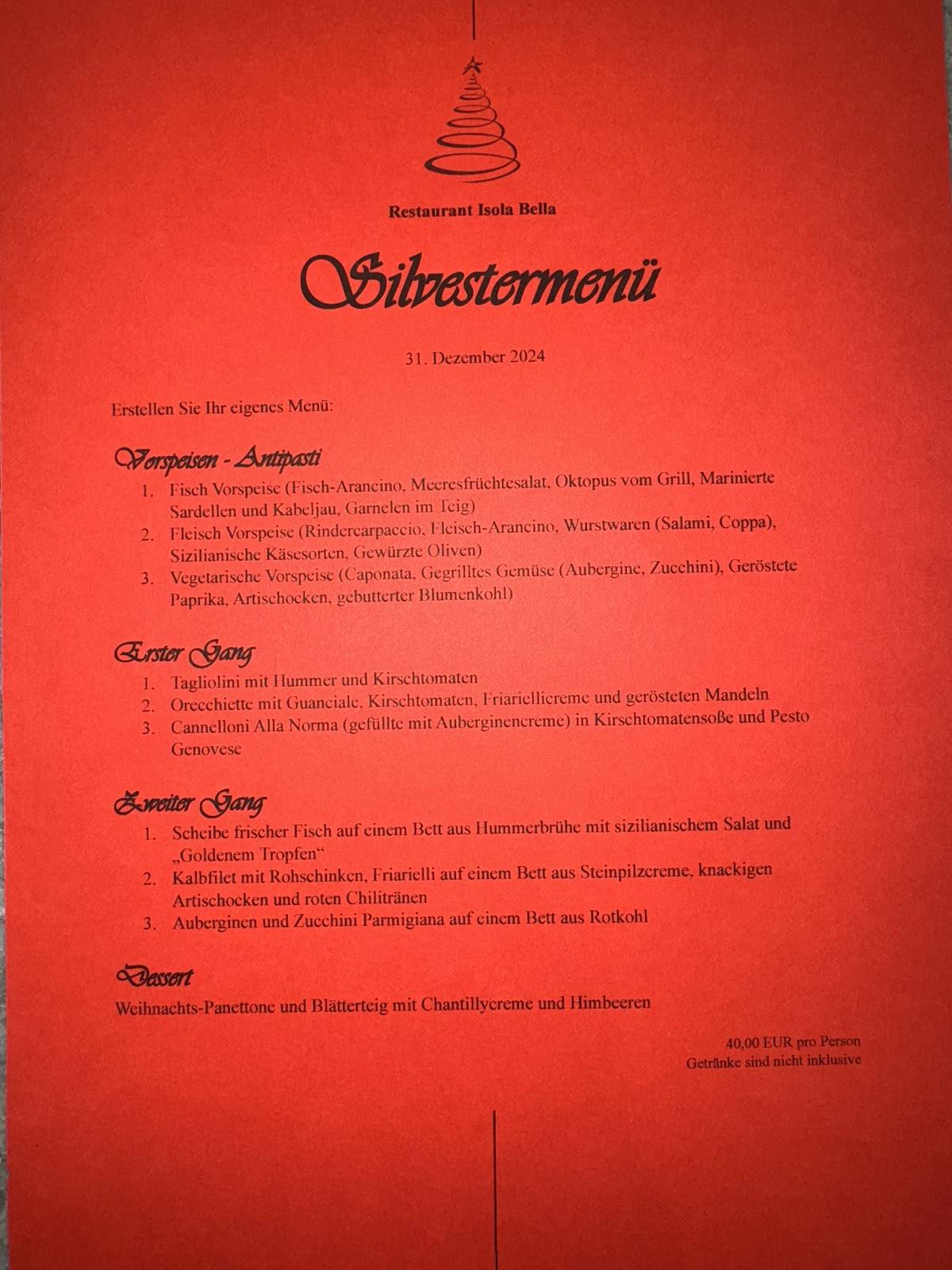 Speisekarte von Ristorante Isola Bella restaurant, Gunzenhausen
