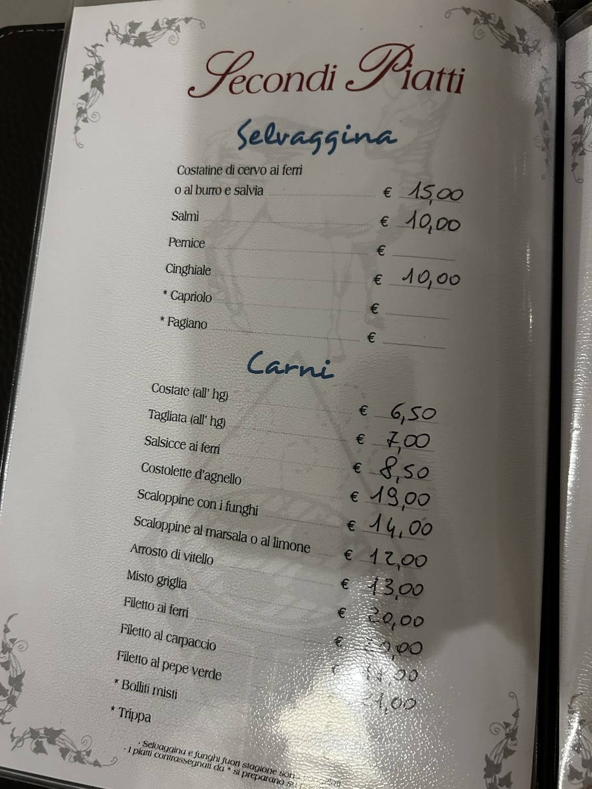 Menu da Ristorante La Corna, San Giacomo