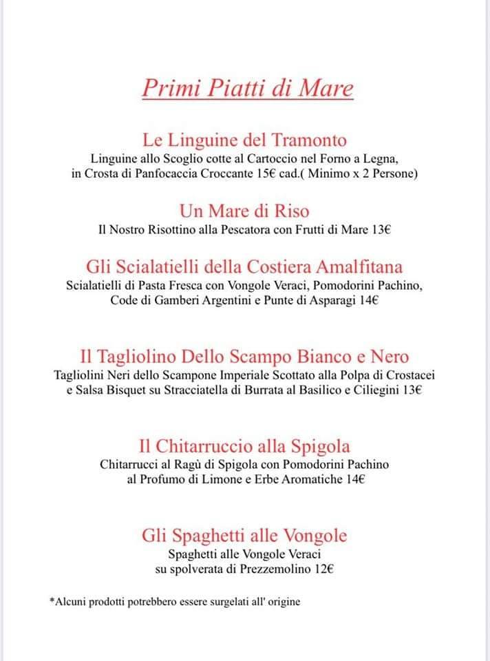 Menu da Ristorante Pizzeria Il Tramonto, Desio