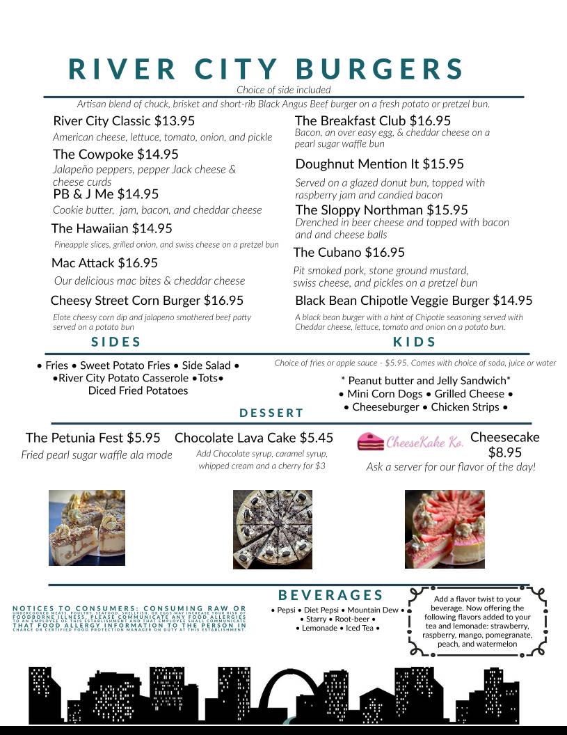 Menu at River City Ale House and Eatery pub & bar, Dixon