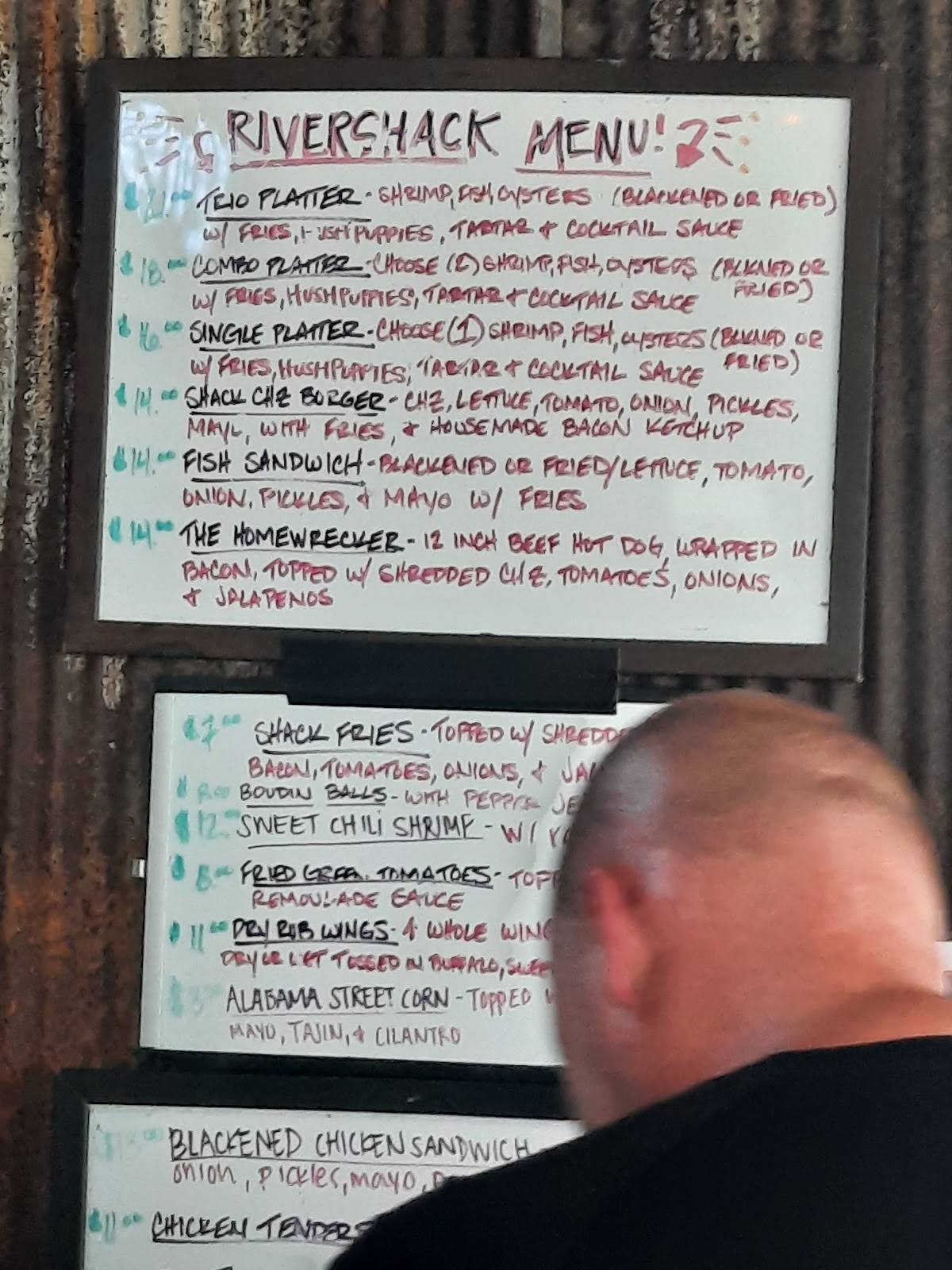 Menu at The River Shack restaurant, Mobile, Marina Dr S
