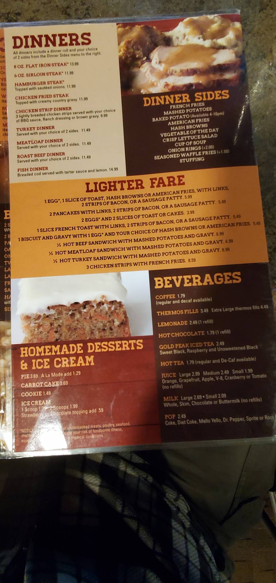 Menu at Roadhouse Cafe, Grand Forks