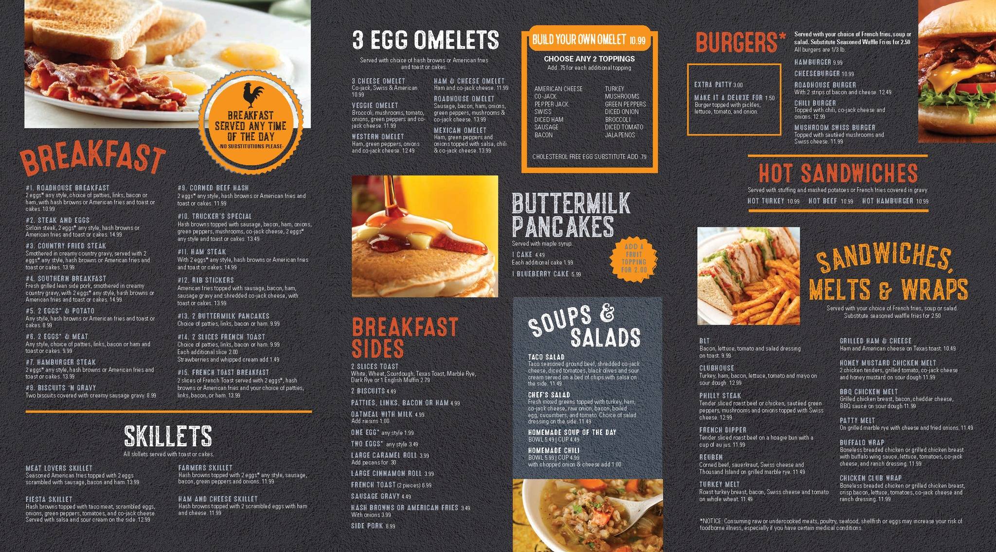 Menu at Roadhouse Cafe, Grand Forks