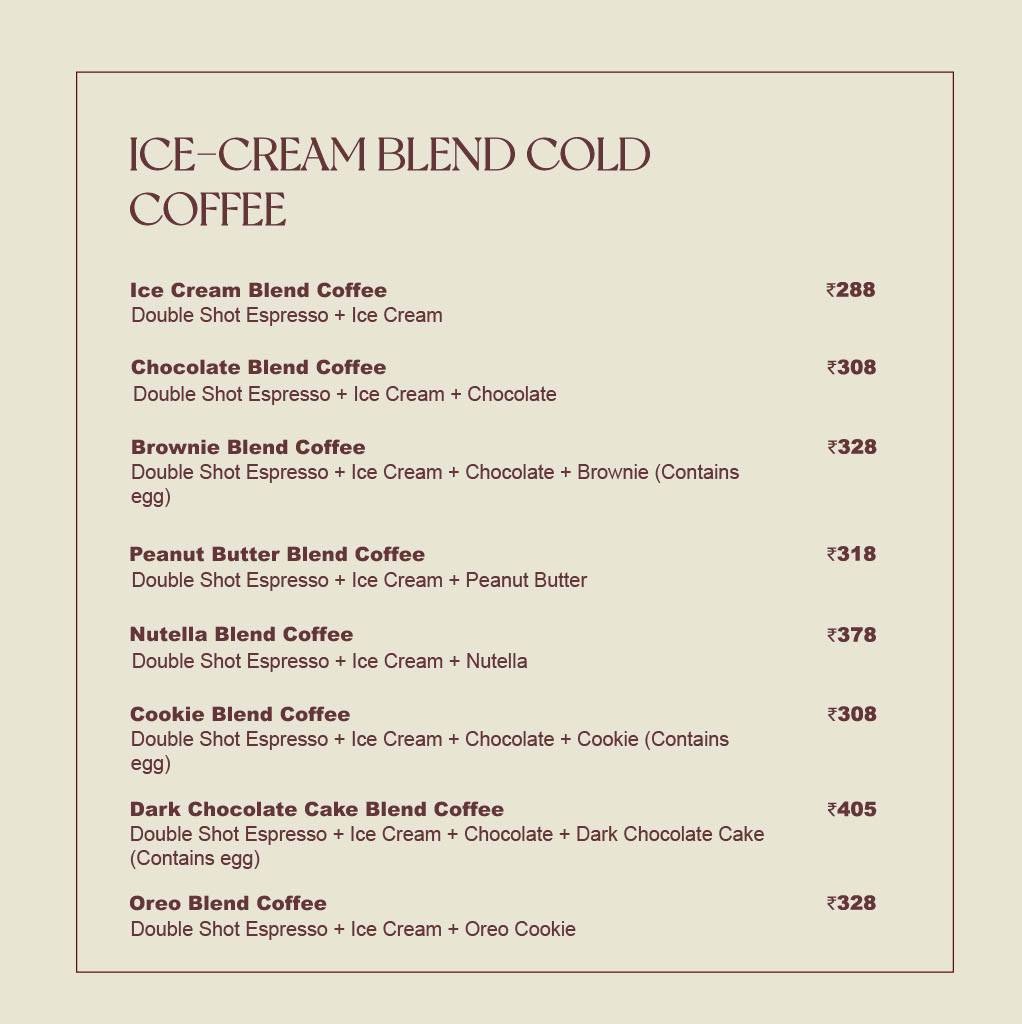 Menu at Roastery Coffee House, Lucknow