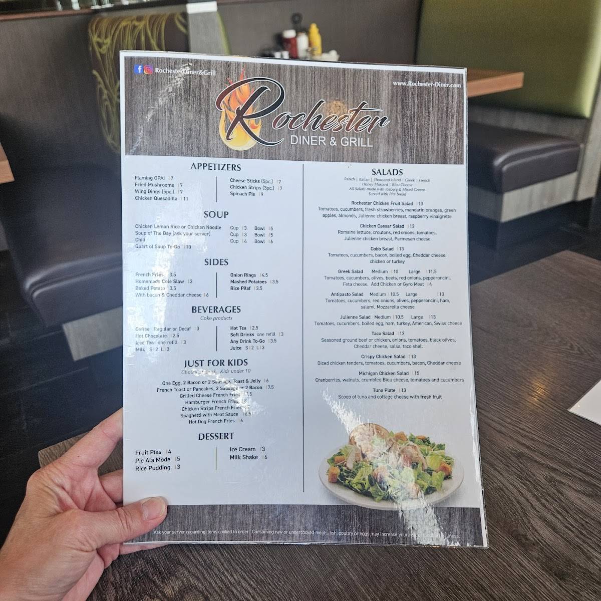 Menu at Rochester Grill Family Diner restaurant, Rochester Hills