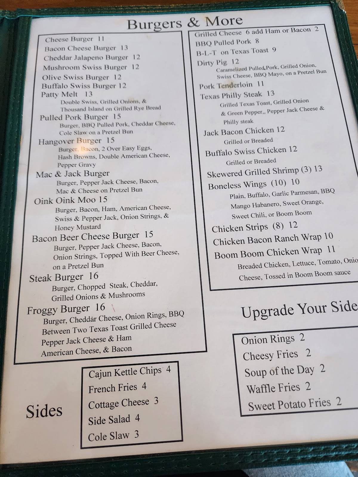 Menu at Froggy's Bar & Grill, Rock Falls