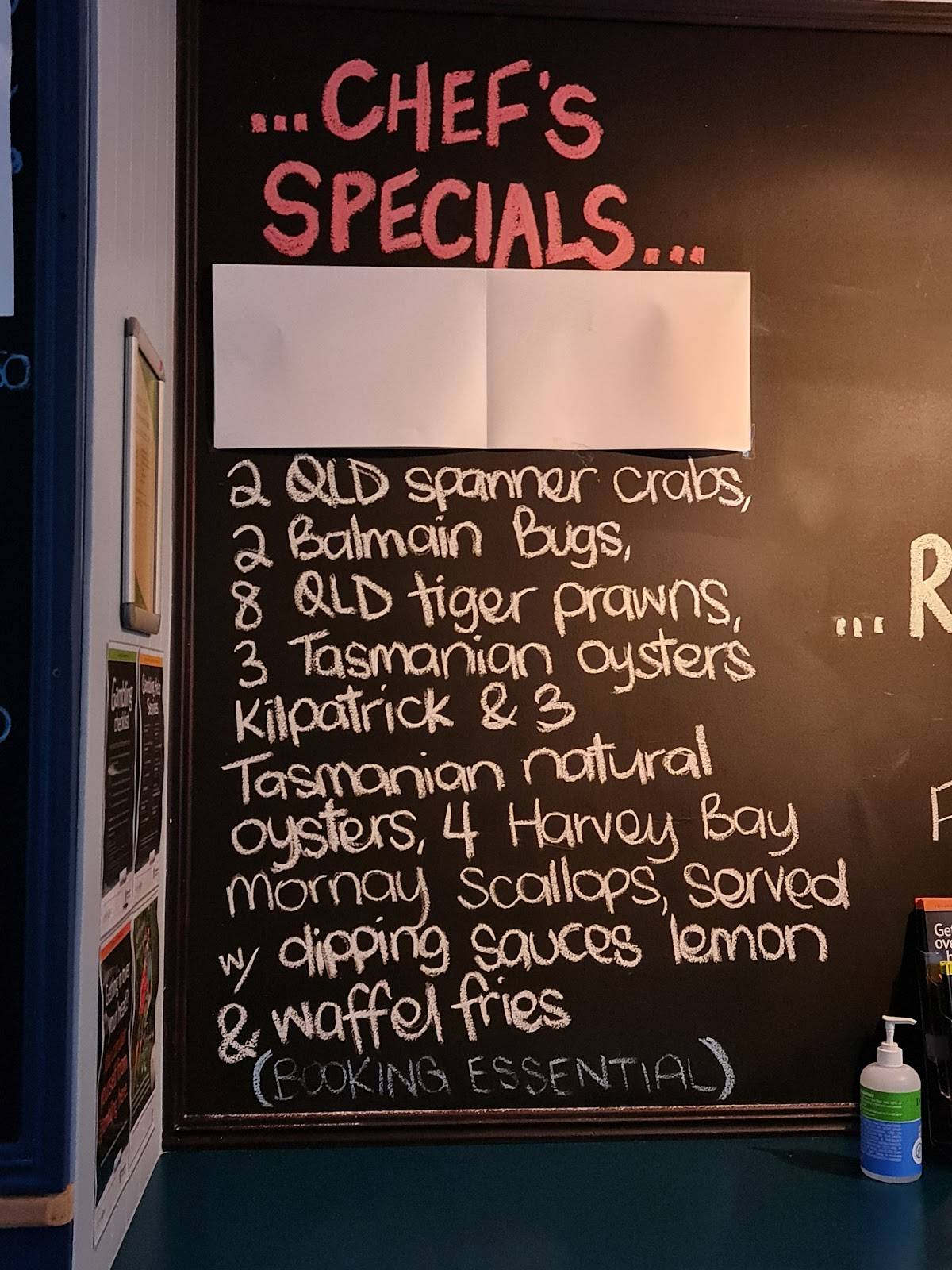 Menu at Brunswick Hotel restaurant, Rockhampton City