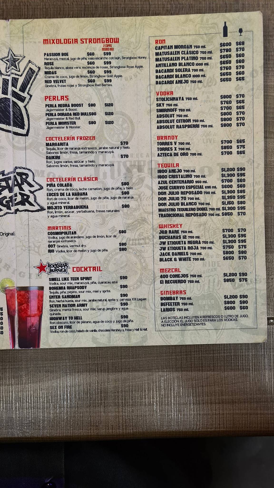 Carta del restaurante Rockstar Burger, Leon, C. Francisco I. Madero 802