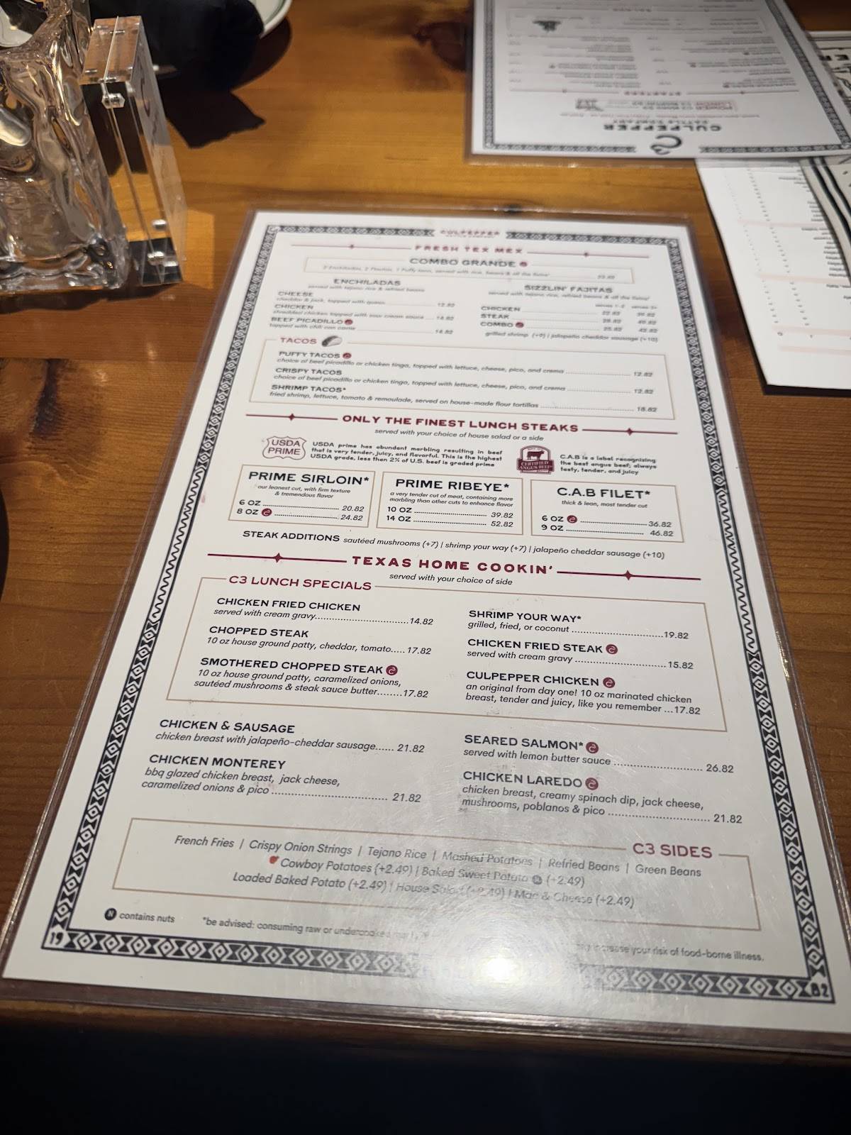 Menu at Culpepper Cattle Co. pub & bar, Rockwall