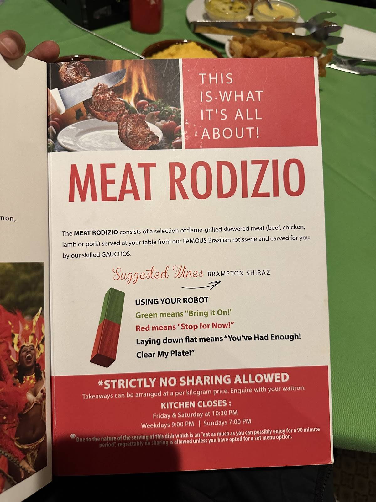 Menu at Rodizio Grill restaurant, Sandton, Melrose Arch