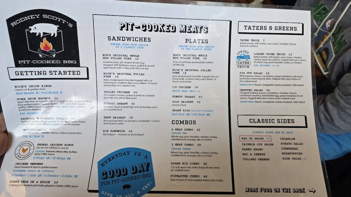 Menu at Rodney Scott's BBQ, Charleston