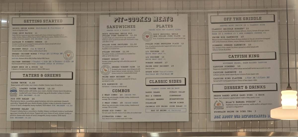 Menu at Rodney Scott's BBQ, Trussville