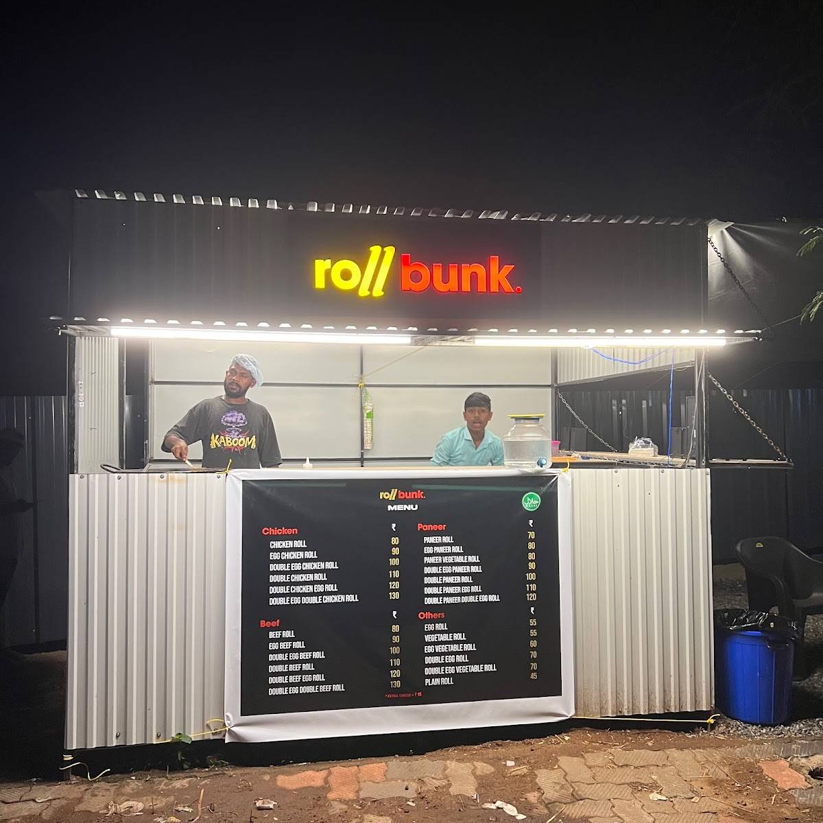 Menu at Roll bunk, Kottayam